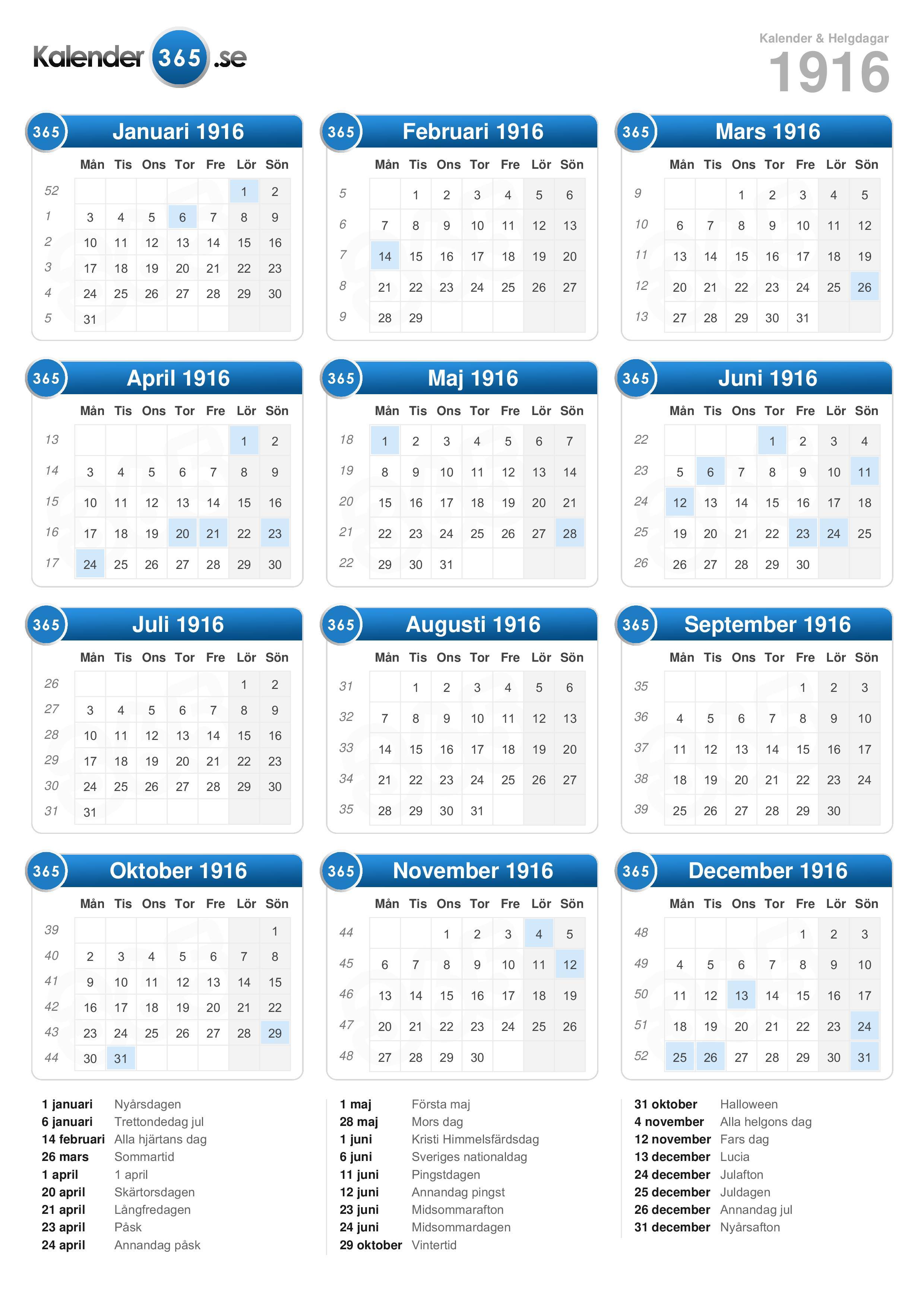 Kalender 1916