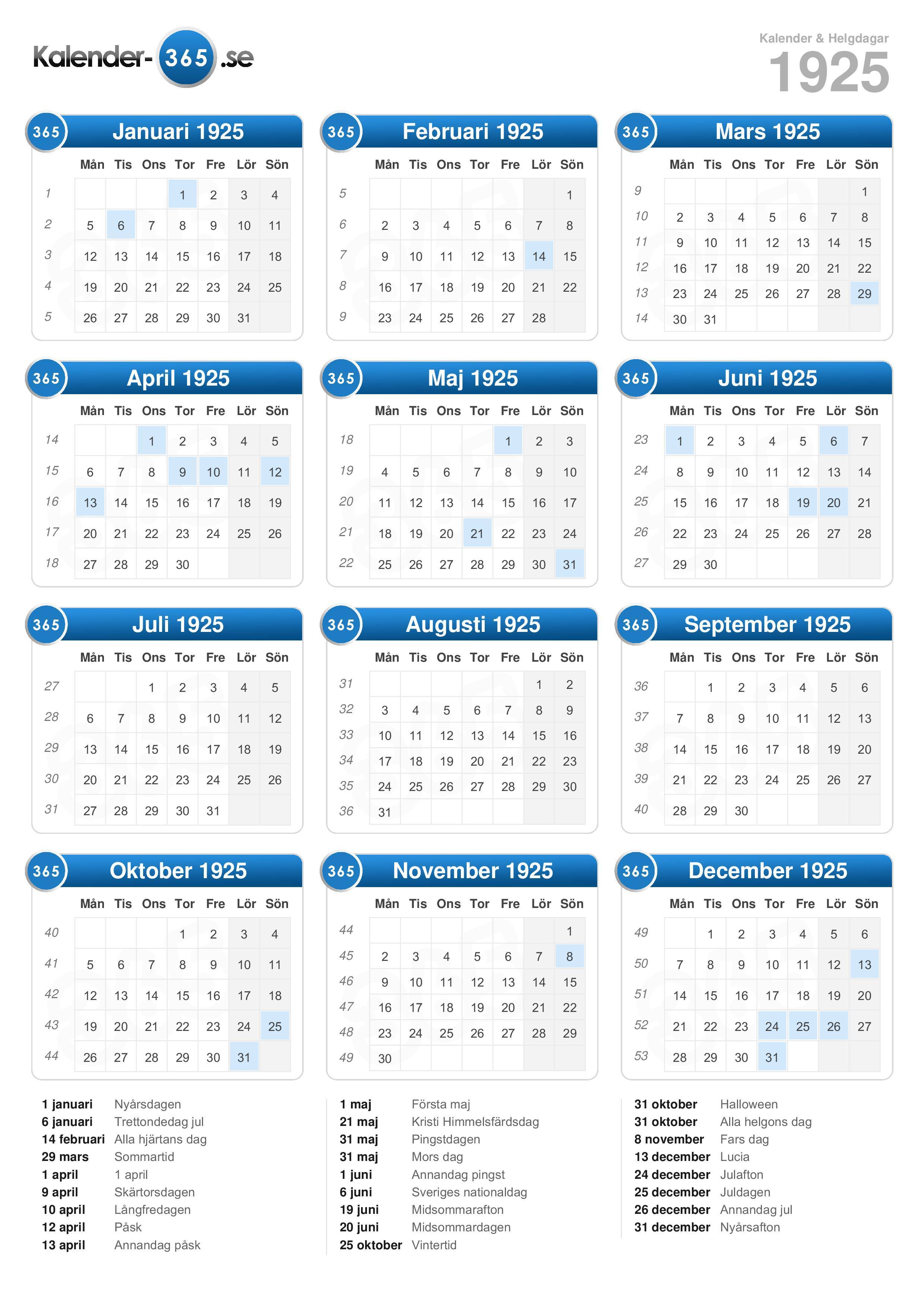Kalender 1925