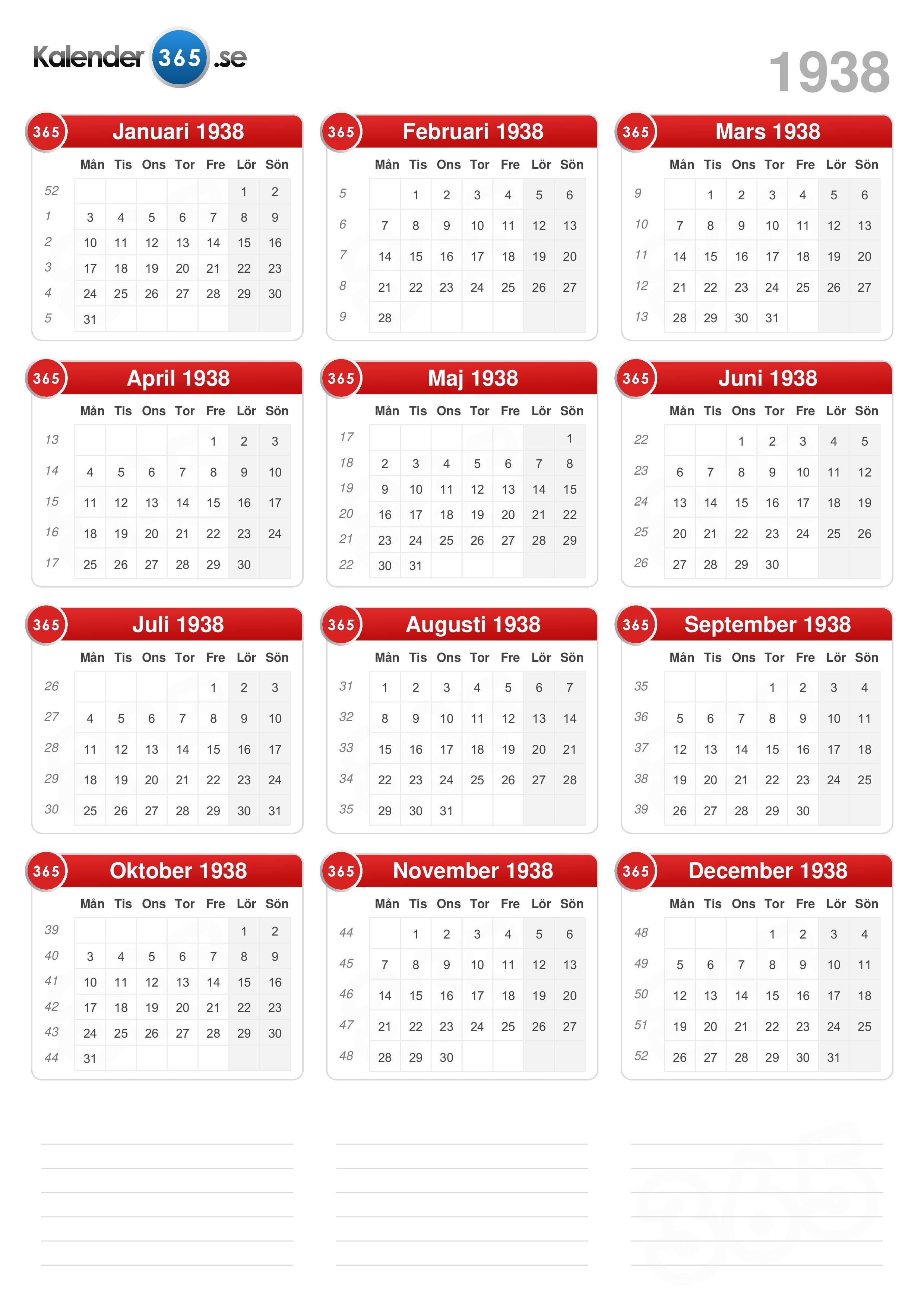 Kalender 1938