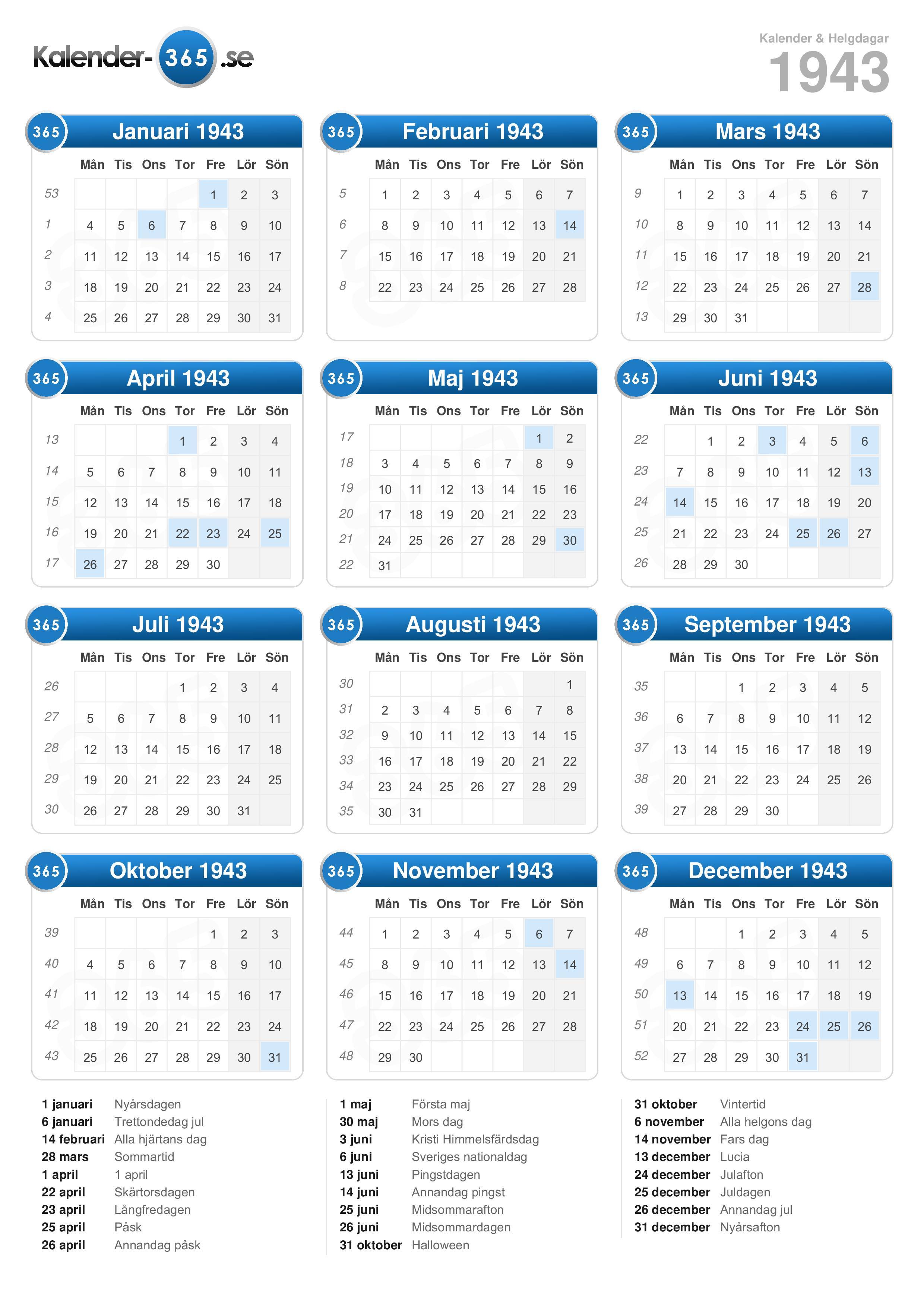 Kalender 1943