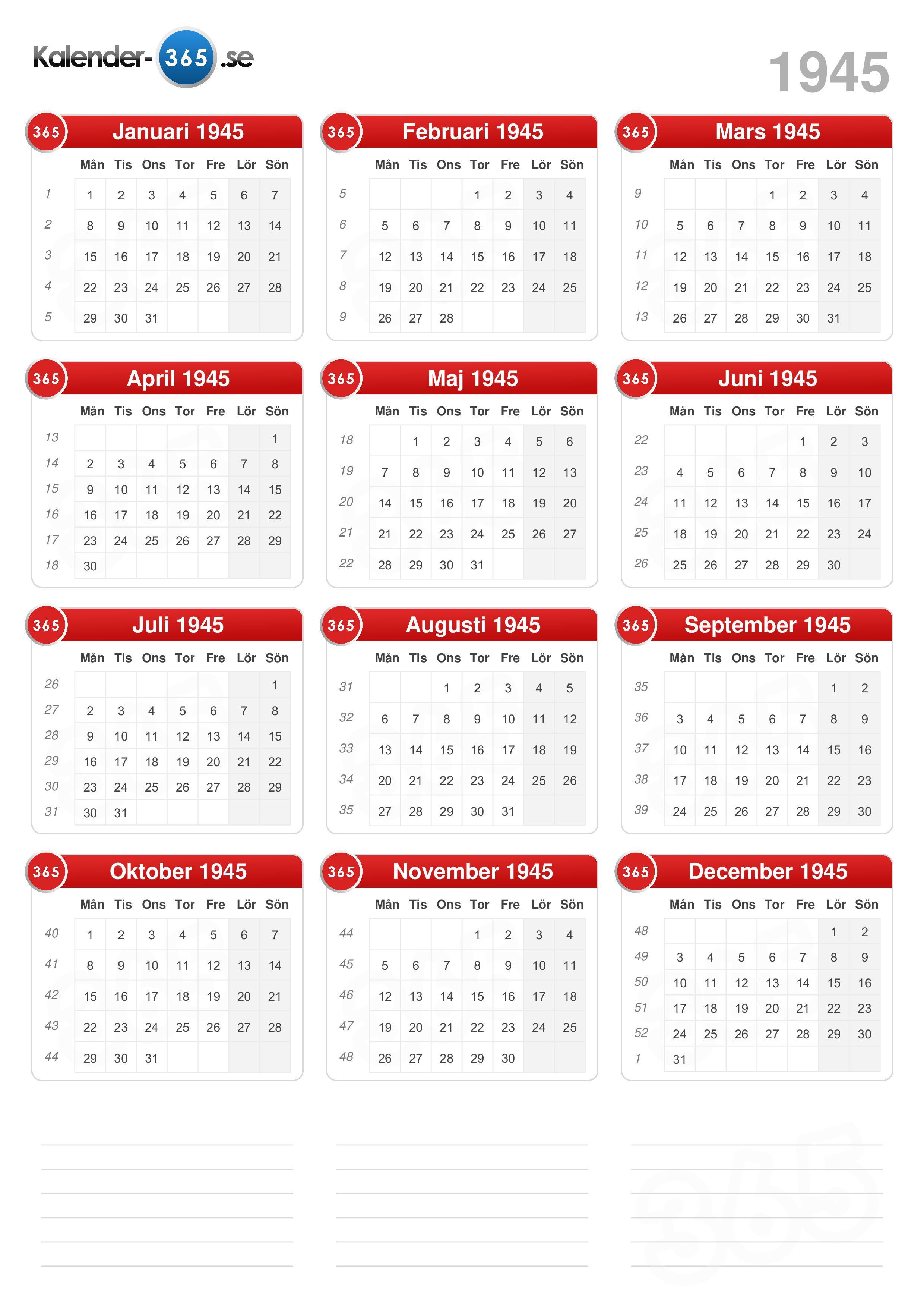 Kalender 1945