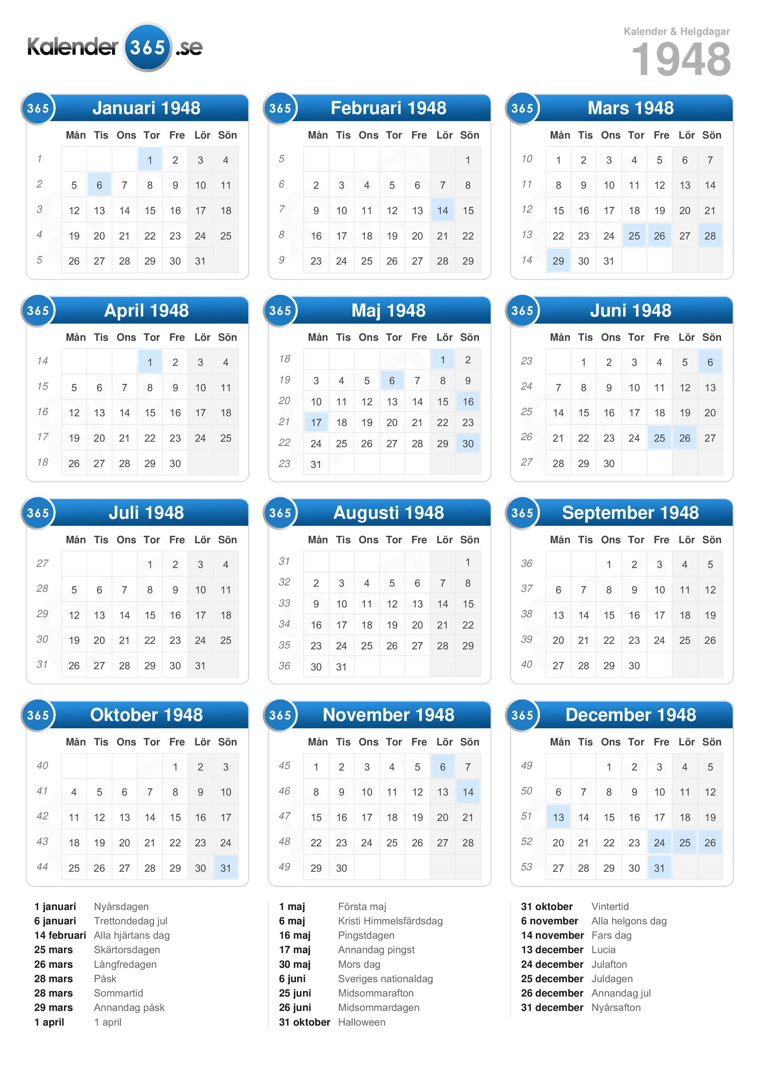 Kalender 1948