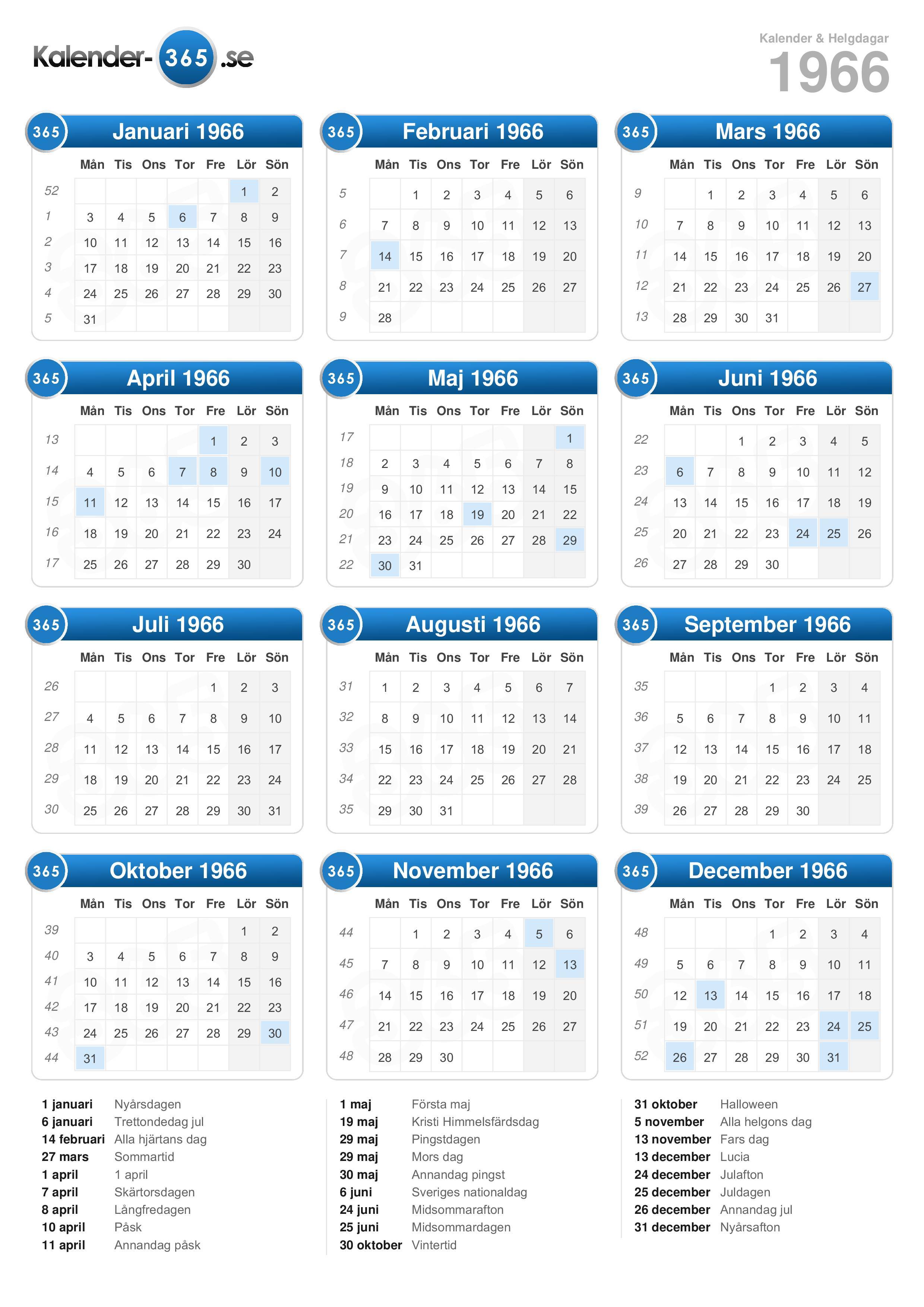 Kalender 1966