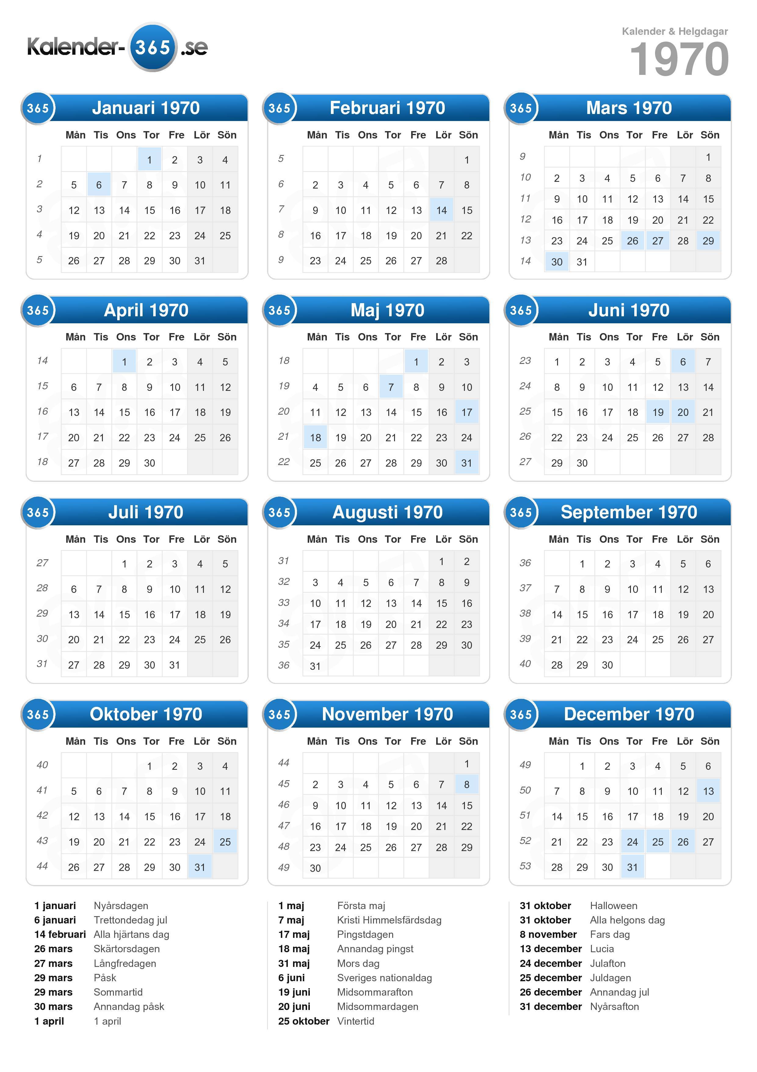 Kalender 1970