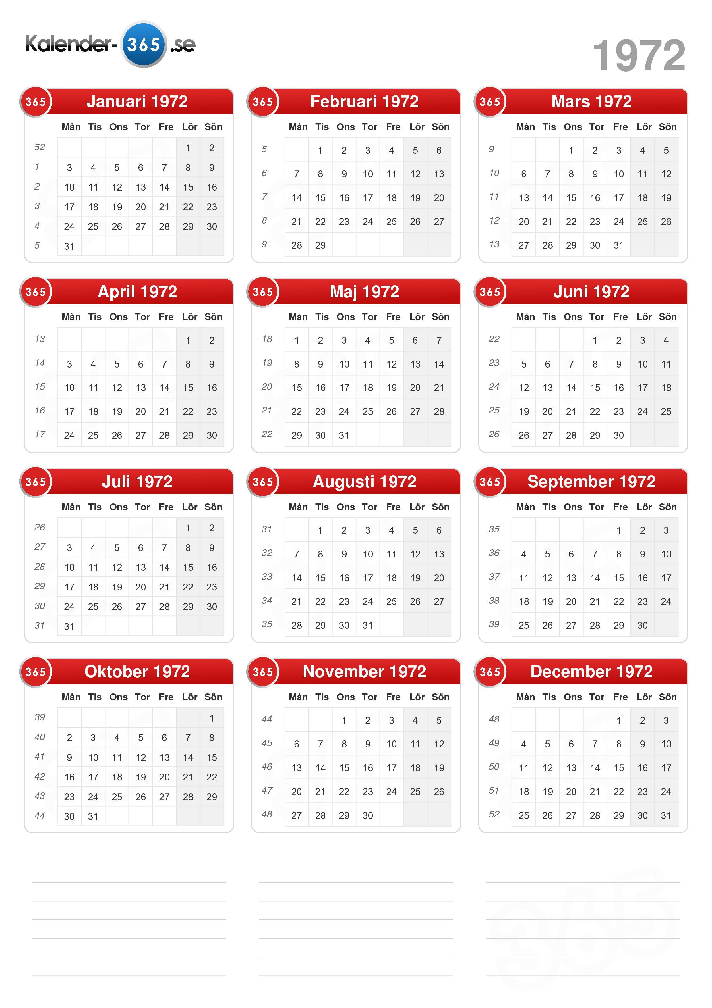 Kalender 1972