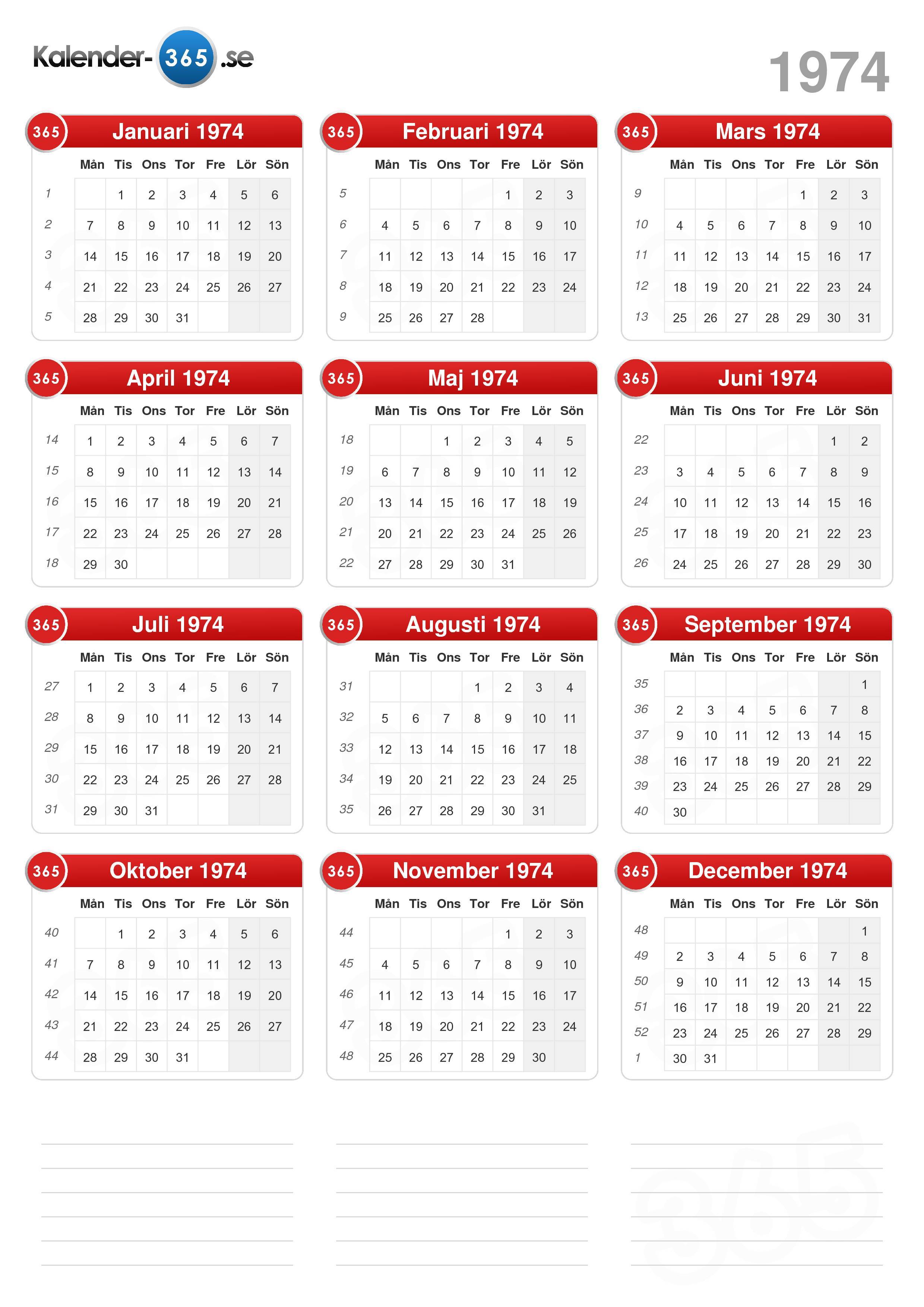 Kalender 1974