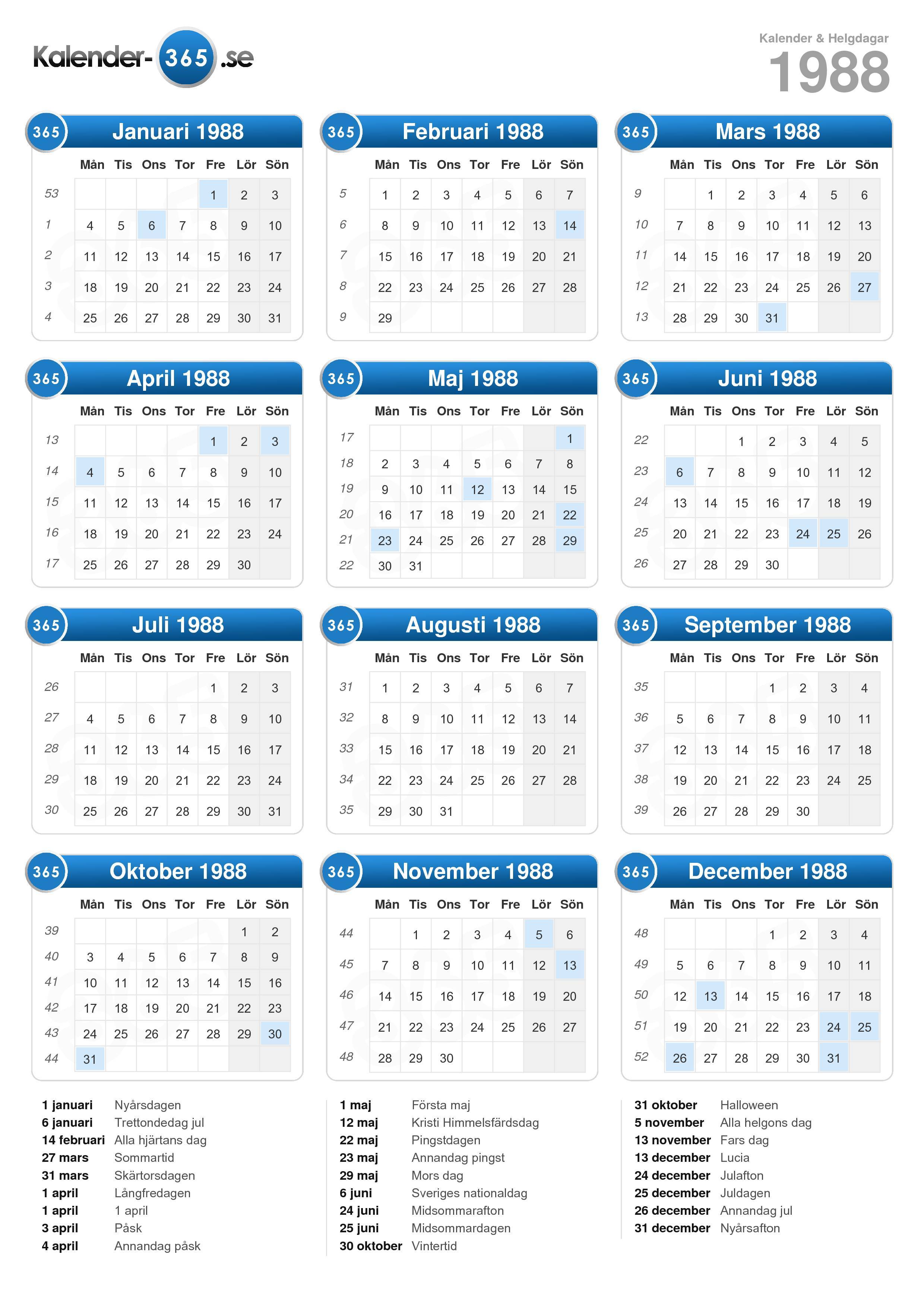 Kalender 1988