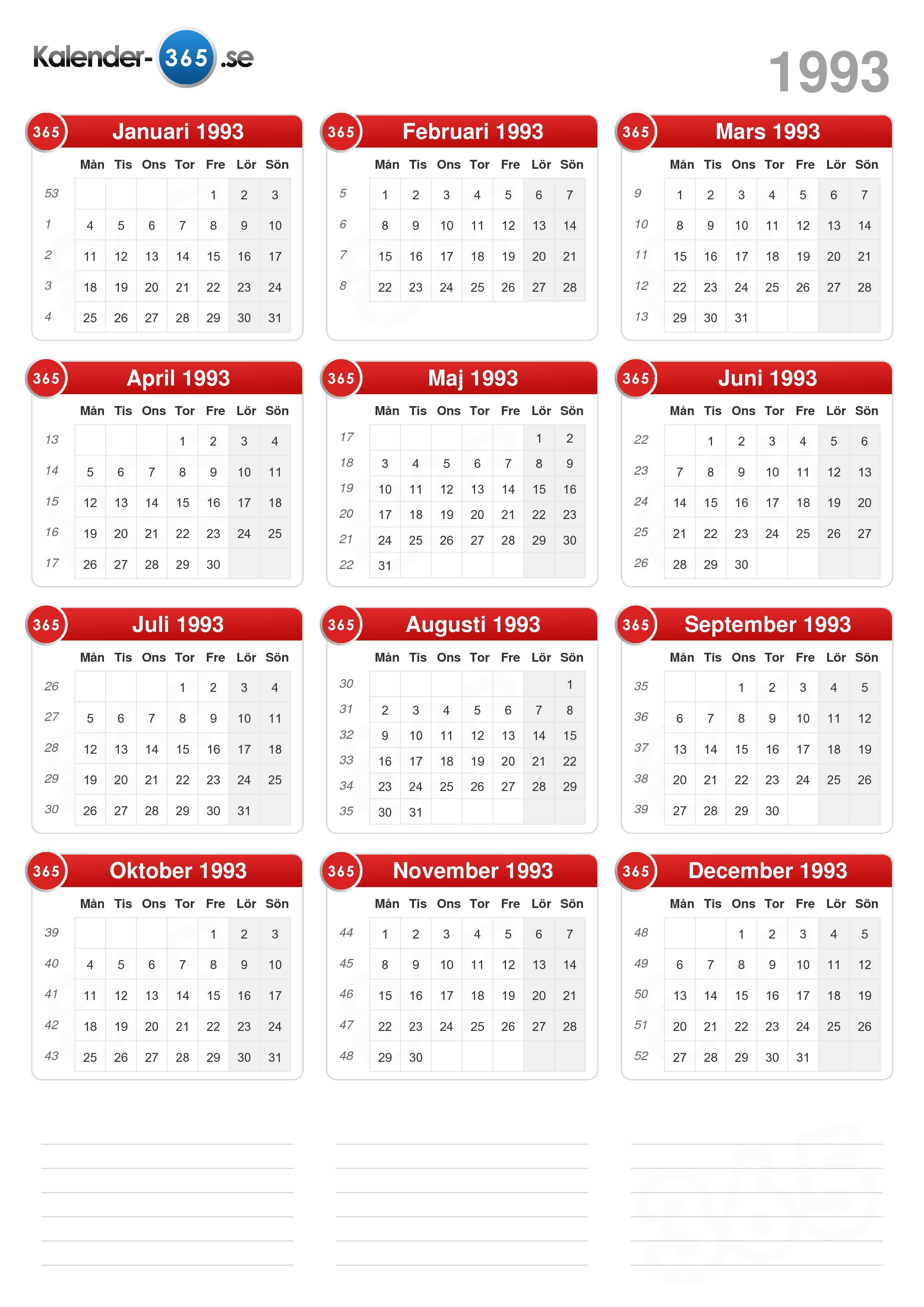Kalender 1993