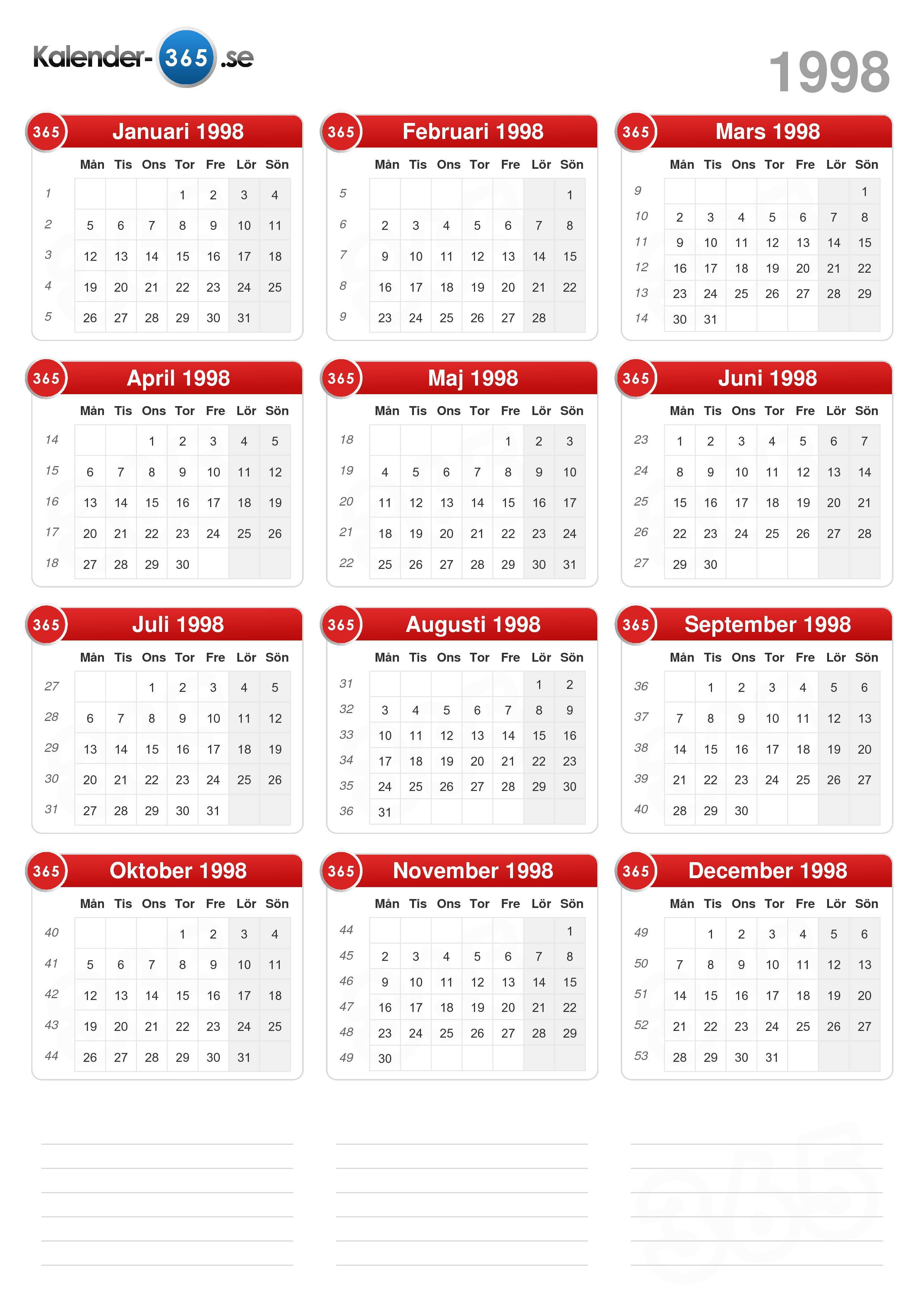 Kalender 1998
